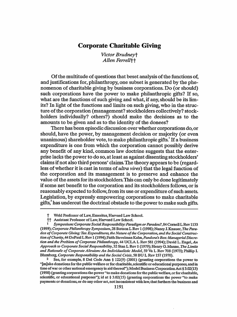 Corporate Charitable Giving | PDF | Altruism | Corporate Social ...