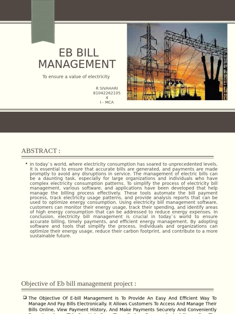 Eb Bill Management | PDF | Energy Conservation | Consumption (Economics)