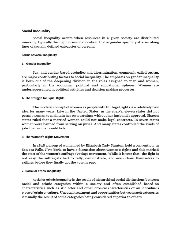 UCSP ADM Social-Inequality | PDF | Social Inequality | Discrimination & Race Relations