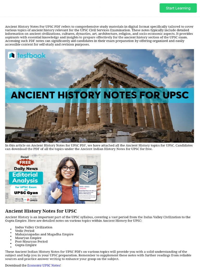 Ancient History Notes For UPSC Exam 2024, Download PDF! | PDF
