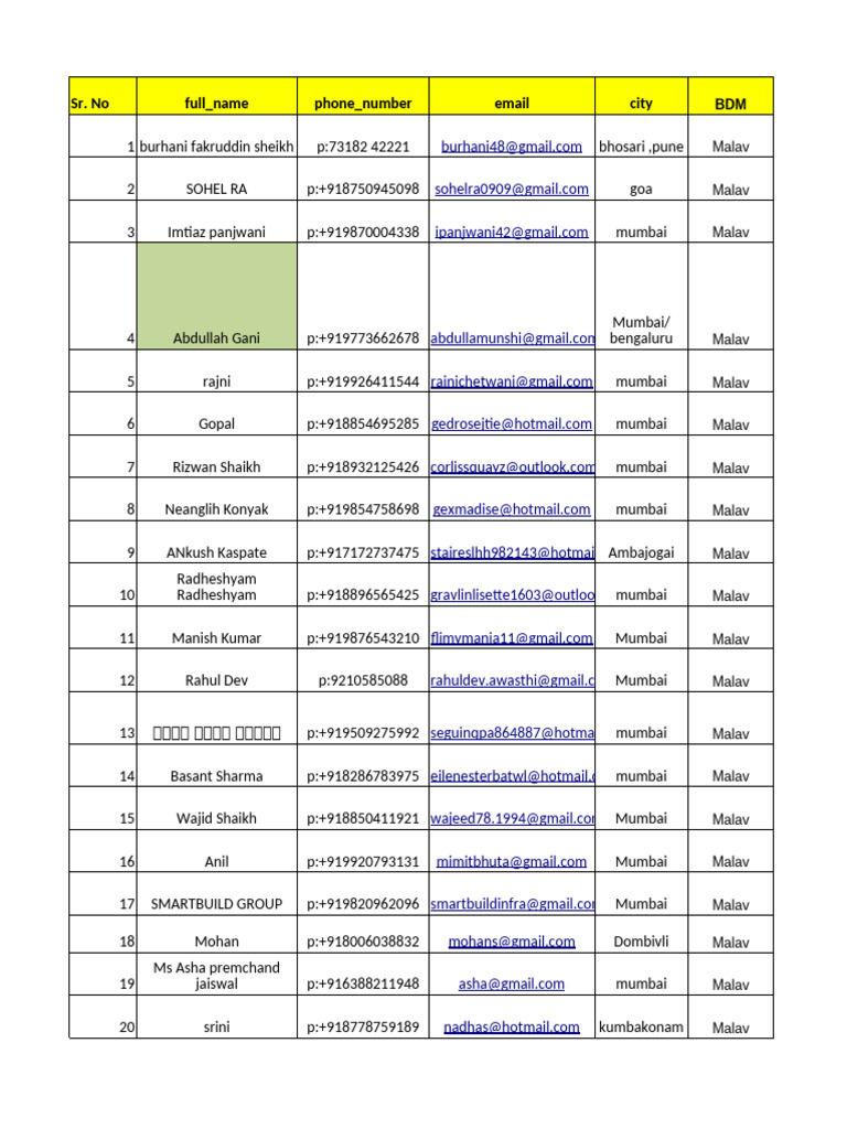 Lead Contact List for Smartbuild Group | PDF