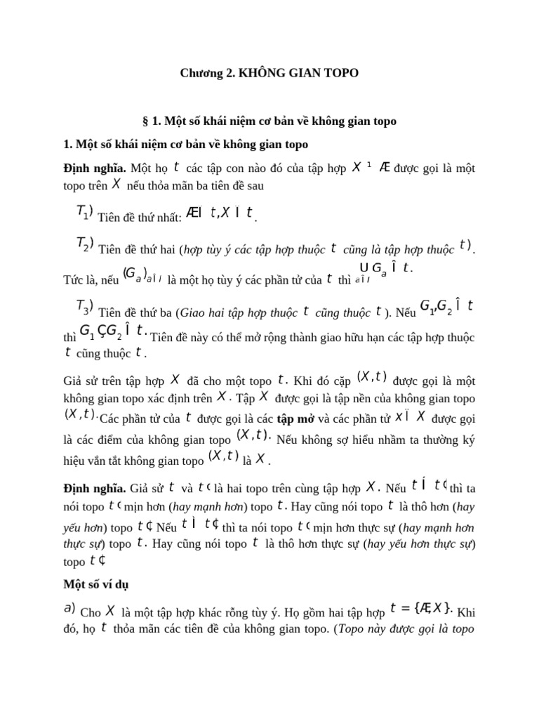 Chương 2. KHÔNG GIAN TOPO | PDF