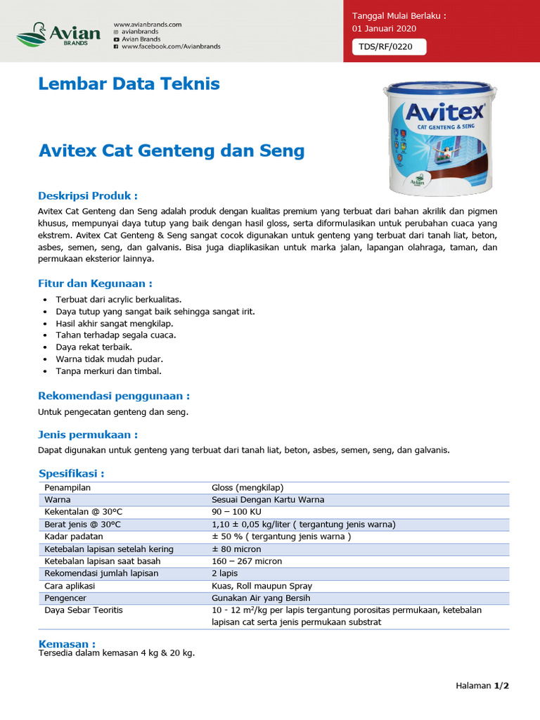 Katalog Avitex Cat Genteng 5 kg | PDF