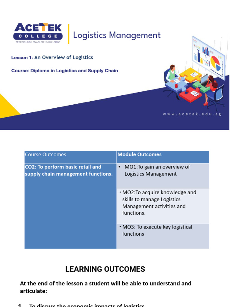 Lesson 1 DLSC Logistics Managemt | PDF | Logistics | Marketing
