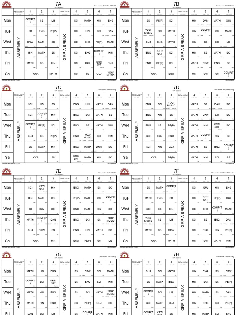 Class-Wise Time-Table Nov202425 | PDF