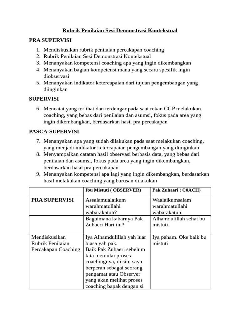 Rubrik Penilaian Coaching Mistuti | PDF