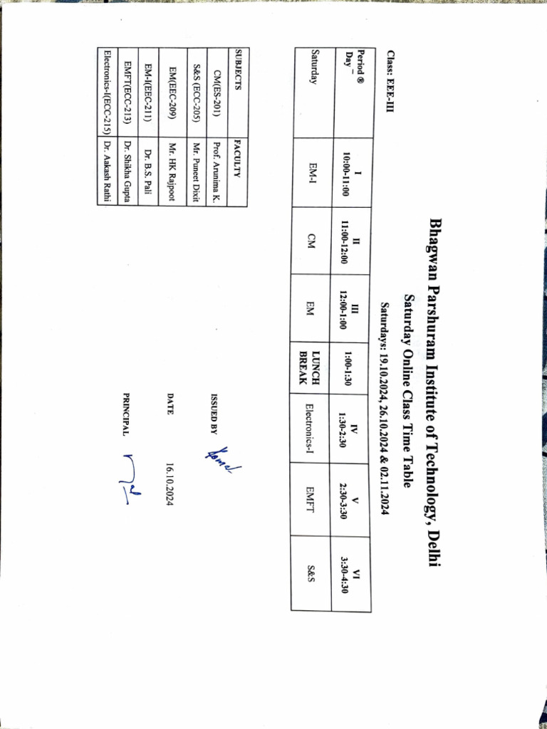 Eee Online Timetable | PDF