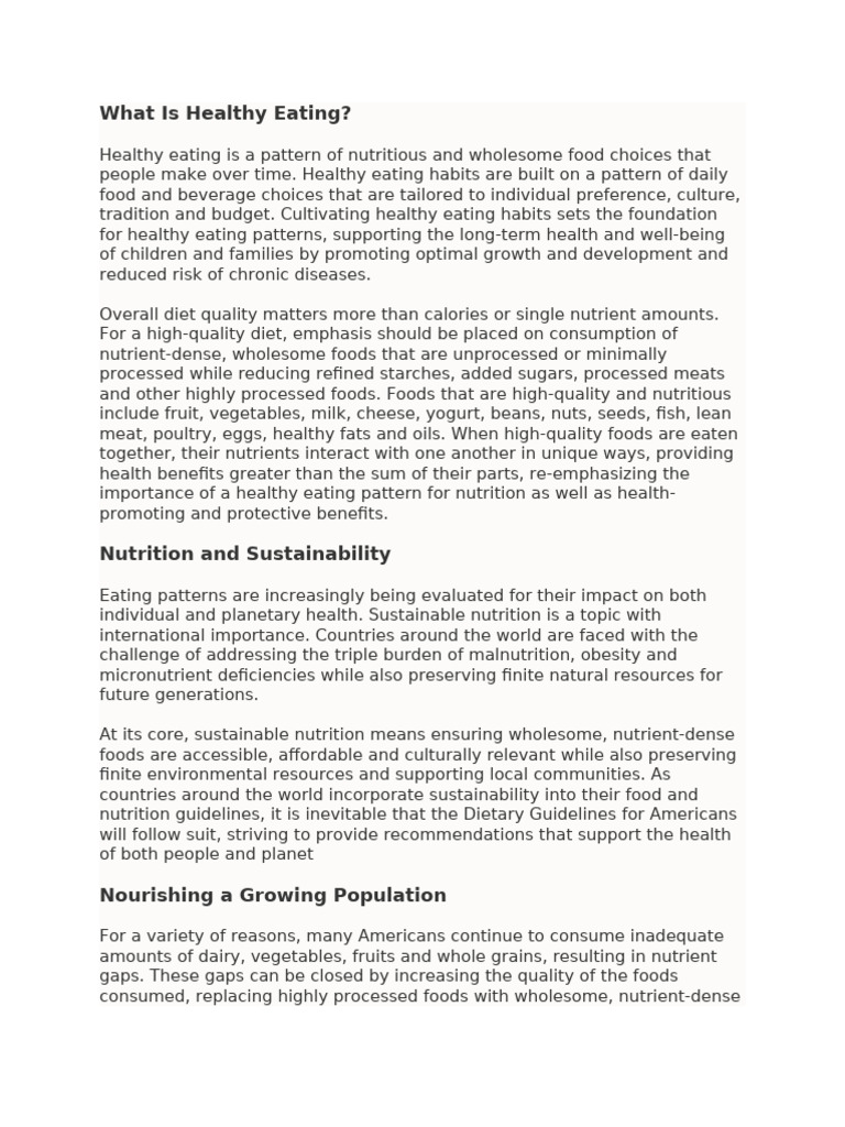 GOODEATS-INTRO-UNit1 - What Is Healthy Eating | PDF | Healthy Diet ...