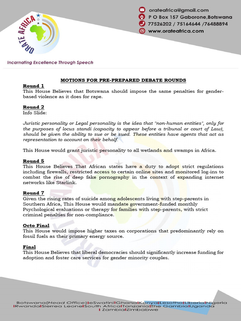 Debate Motions-1 | PDF | Politics | Social Science