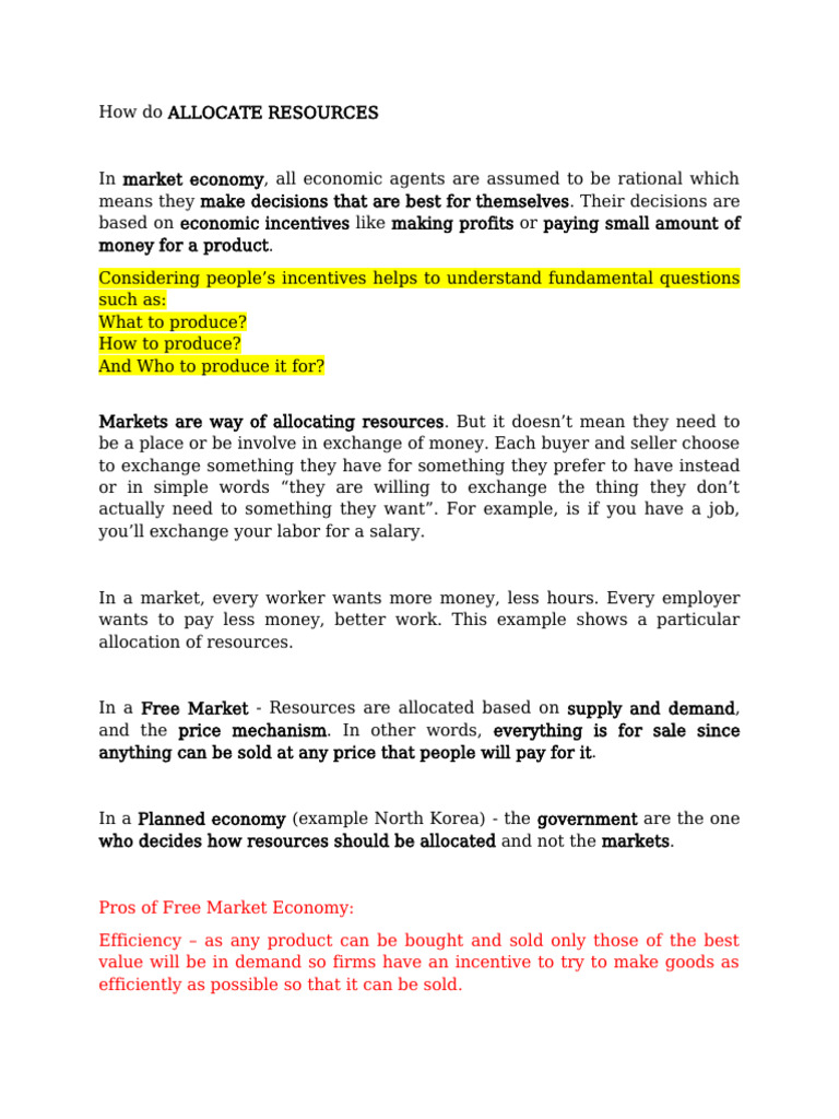 How Do Economists Allocate Notes | PDF | Economics | Market (Economics)