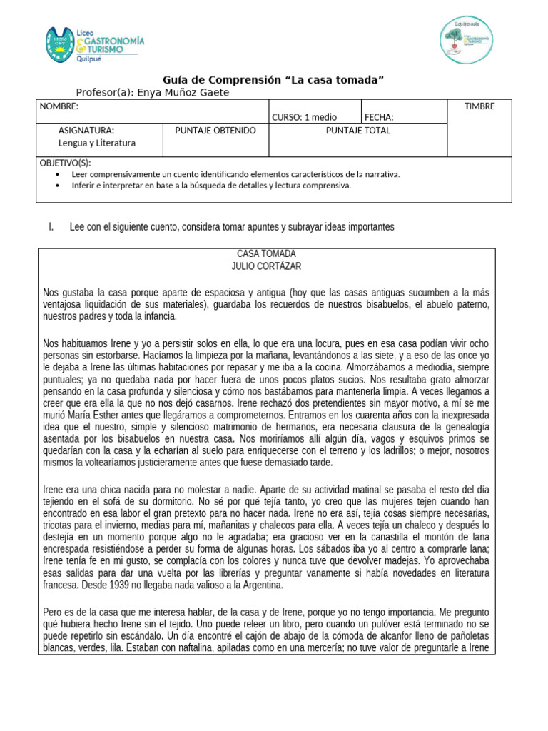 1M Cuento La Casa Tomada | PDF