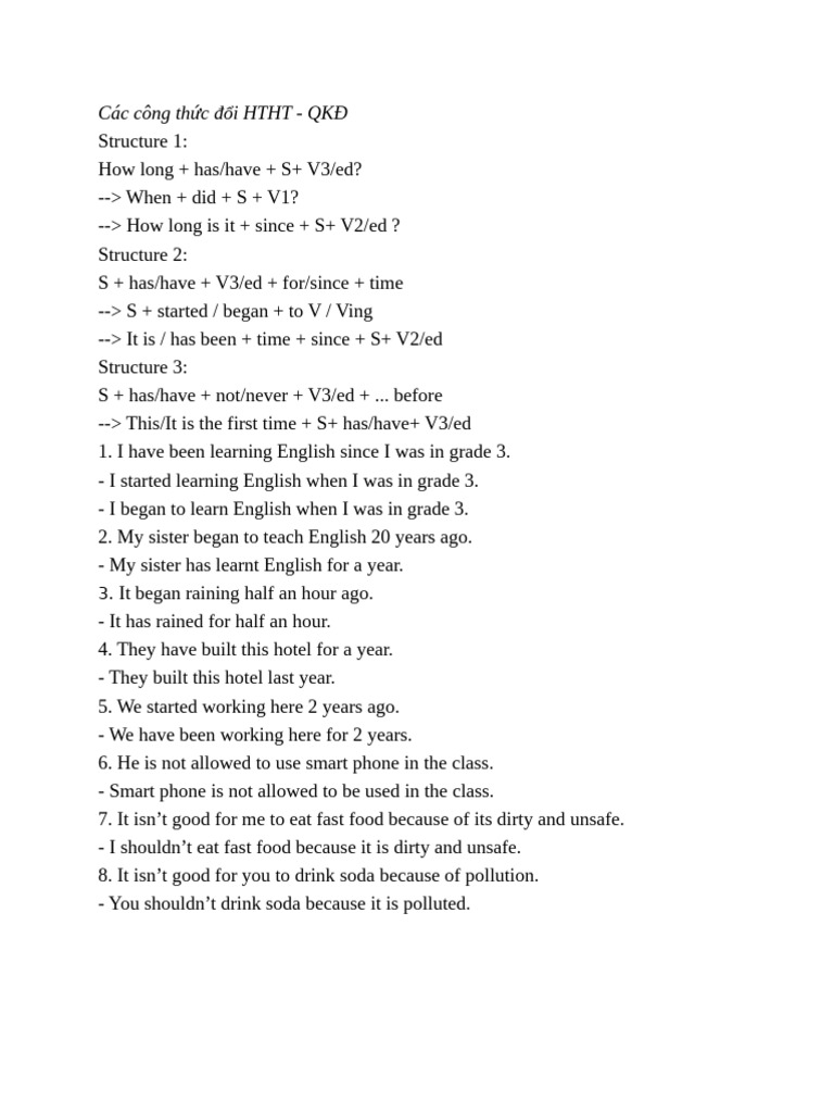 Các Công TH C Đ I HTHT | PDF | Language Arts & Discipline