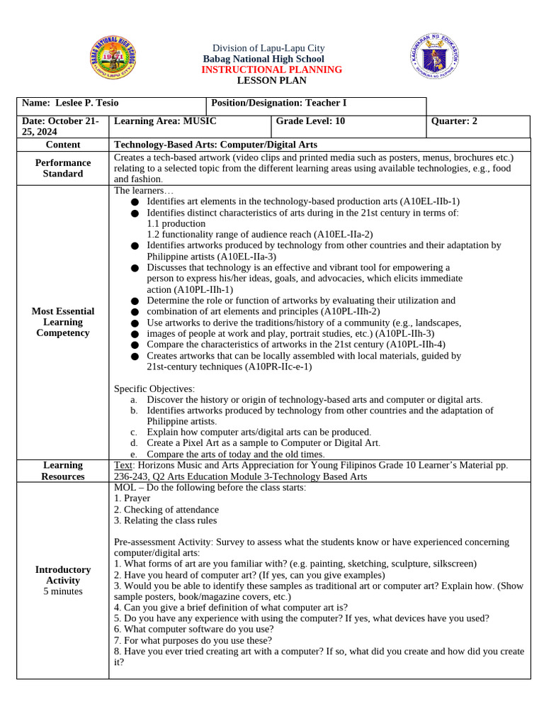 Arts DLP | PDF | Pixel | Learning