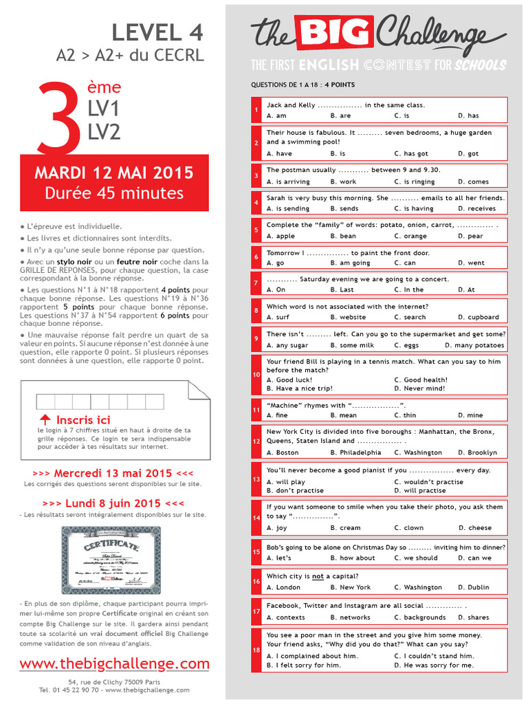 France QCM2015 Level4 Web | PDF