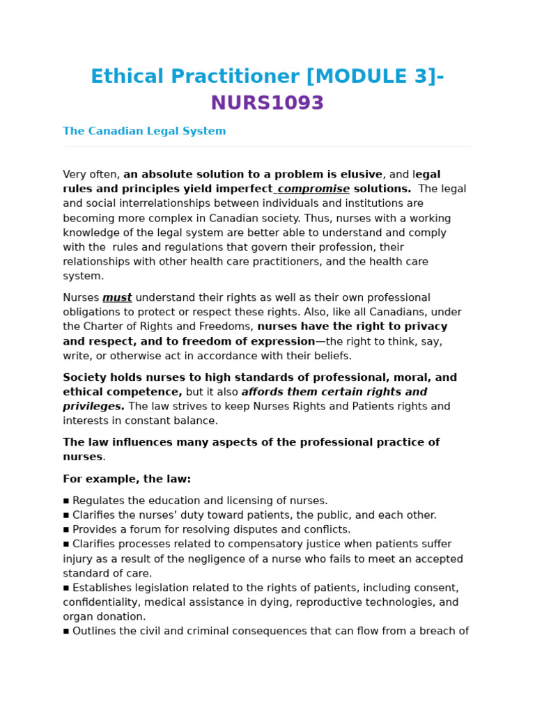 NURS1093-Module 3 | PDF | Precedent | Nursing