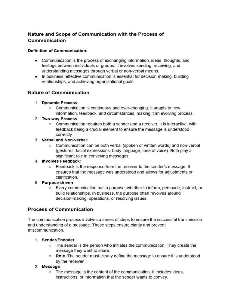 Nature and Scope of Communication | PDF | Communication | Nonverbal ...