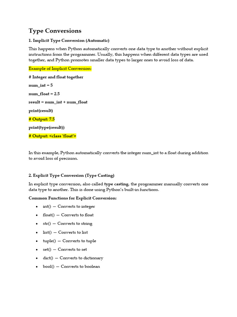 Type Conversions Python Codes | PDF | Data Type | Integer (Computer ... Type Conversions Python Codes | PDF | Data Type | Integer (Computer ...