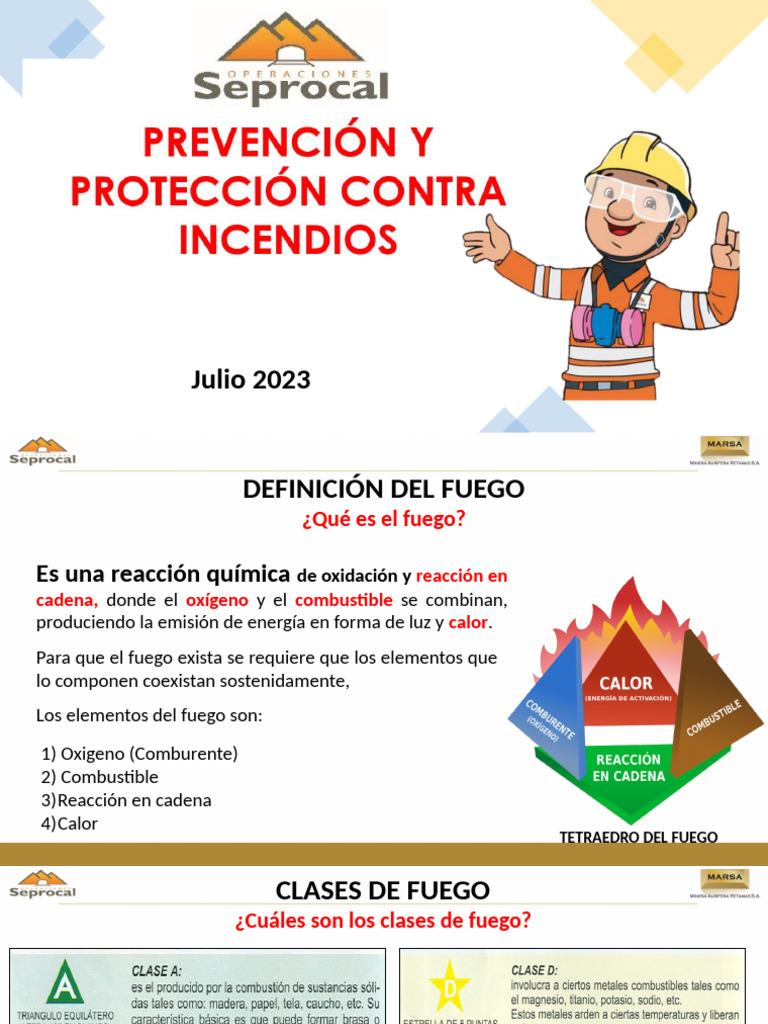 1.-Prevencion y Proteccion Contra Incendios - SEPROCAL | PDF | Incendios | Oxígeno