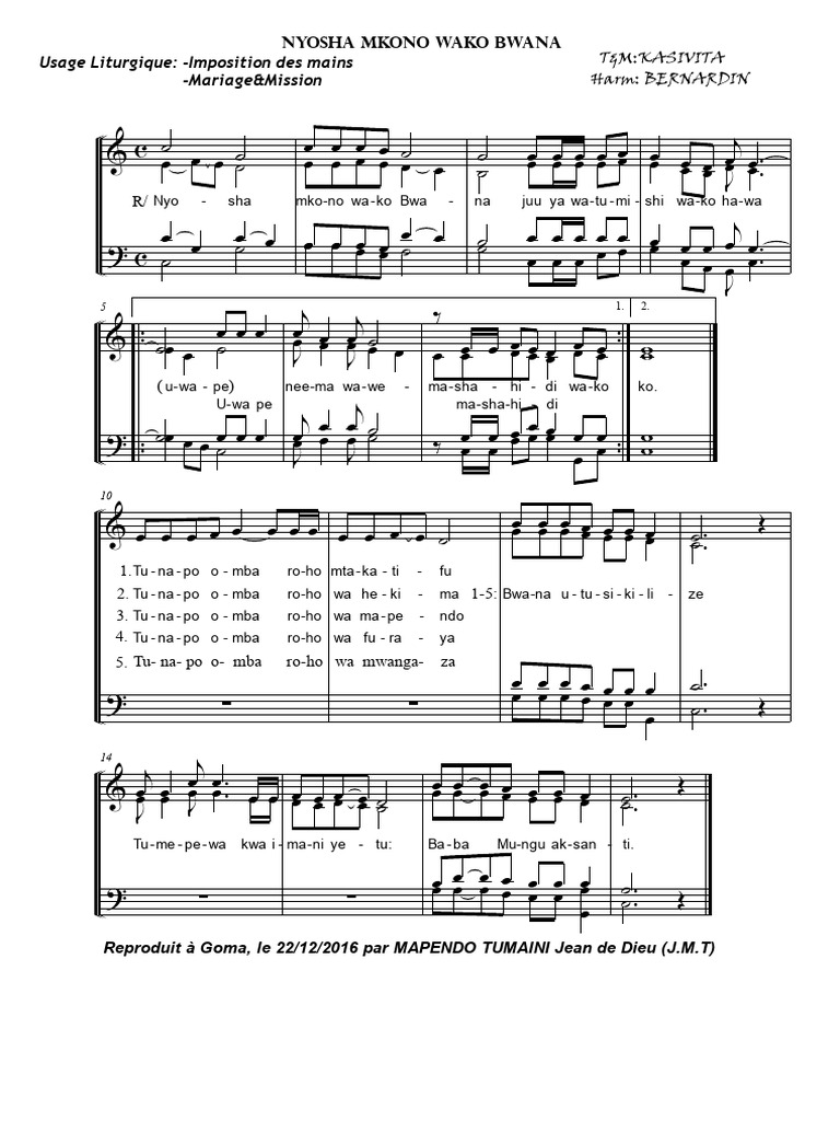 Nyosha Mkono Wako | PDF