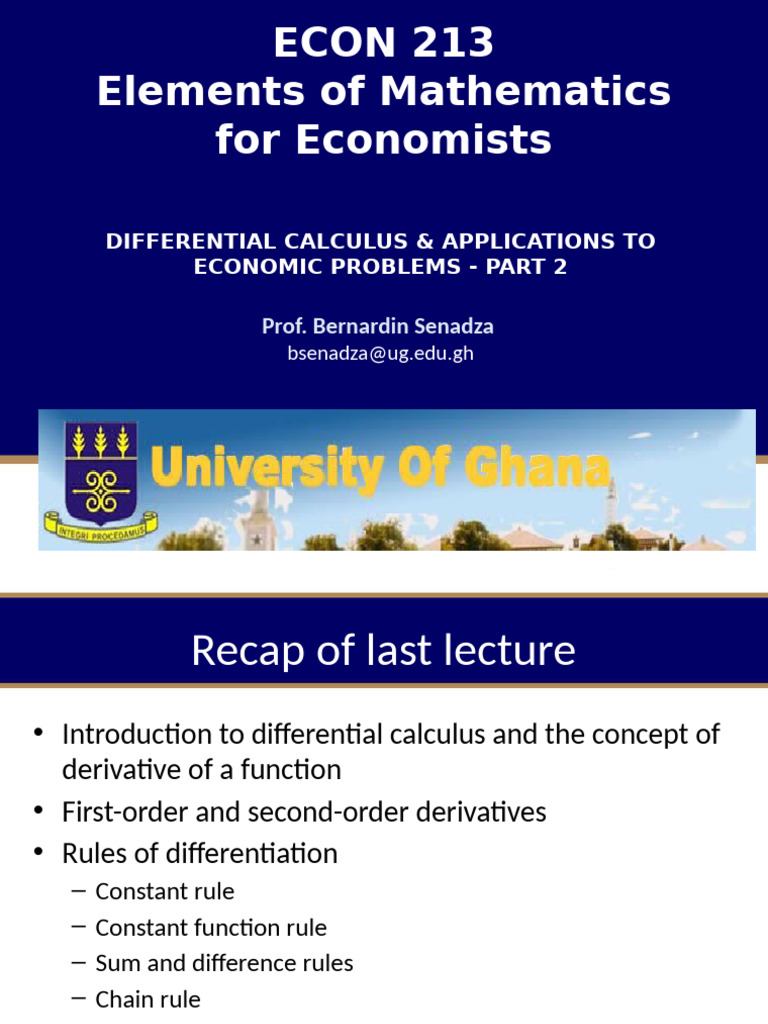 Lecture 10 - Differential Calculus Part 2 | PDF | Demand | Elasticity (Economics)