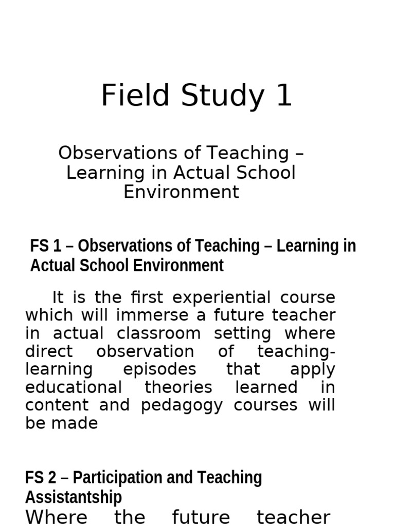 Field Study Ppt | PDF | Learning | Human Communication