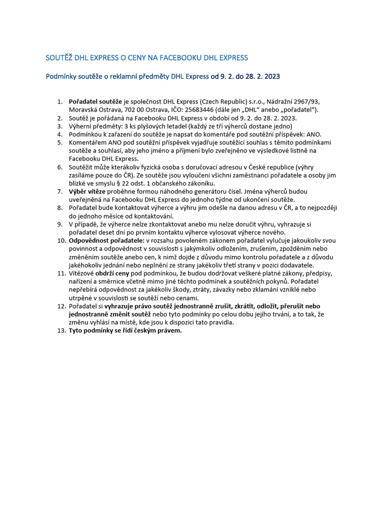 Podminky Souteze 2023 | PDF