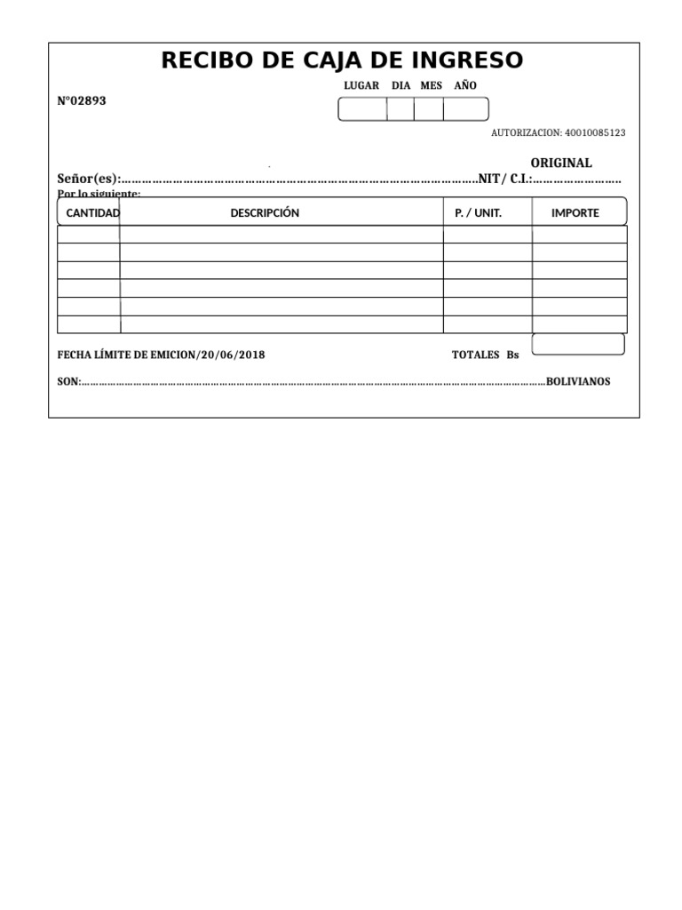 Recibo de Caja de Ingreso | PDF