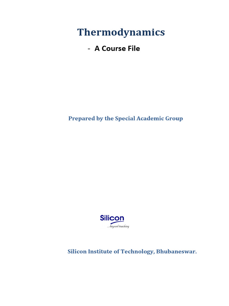 Thermodynamics - A Course File | PDF | Thermodynamic Equilibrium | Enthalpy