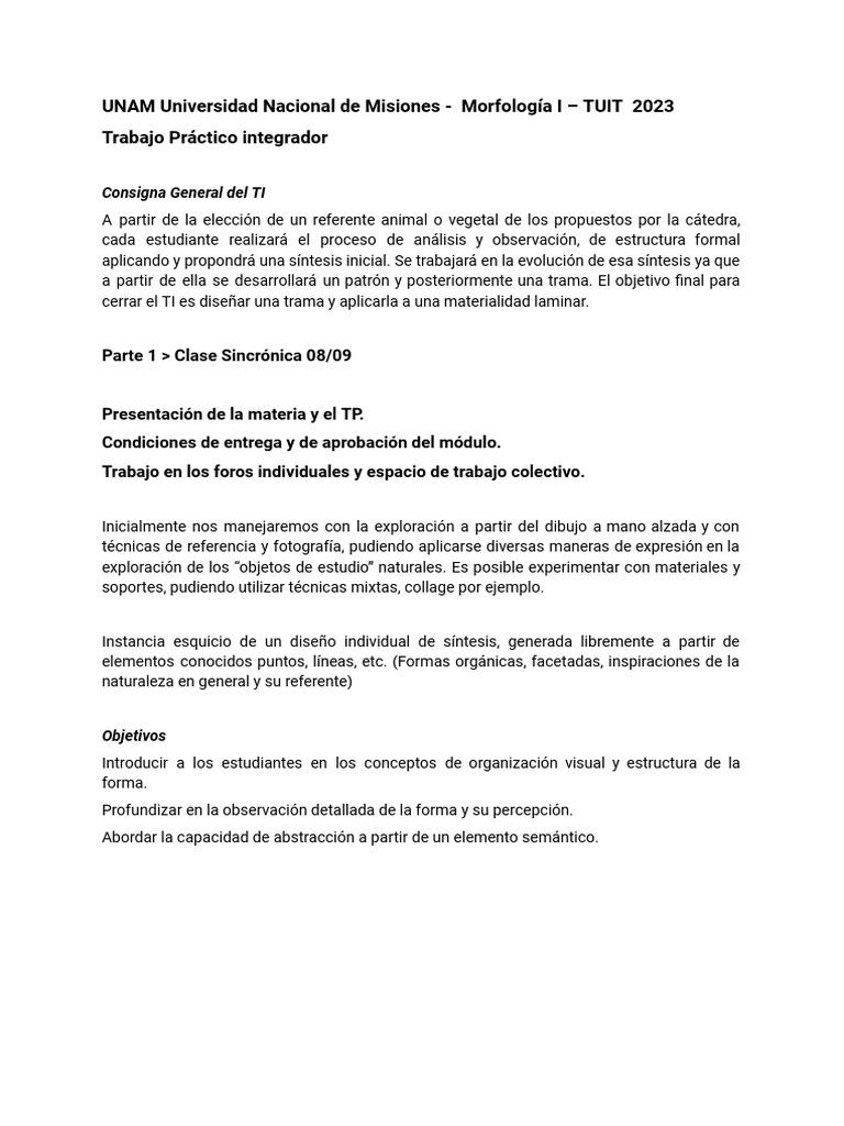 TP Integrador MORFO I TUIT 2023 | PDF | Dibujo