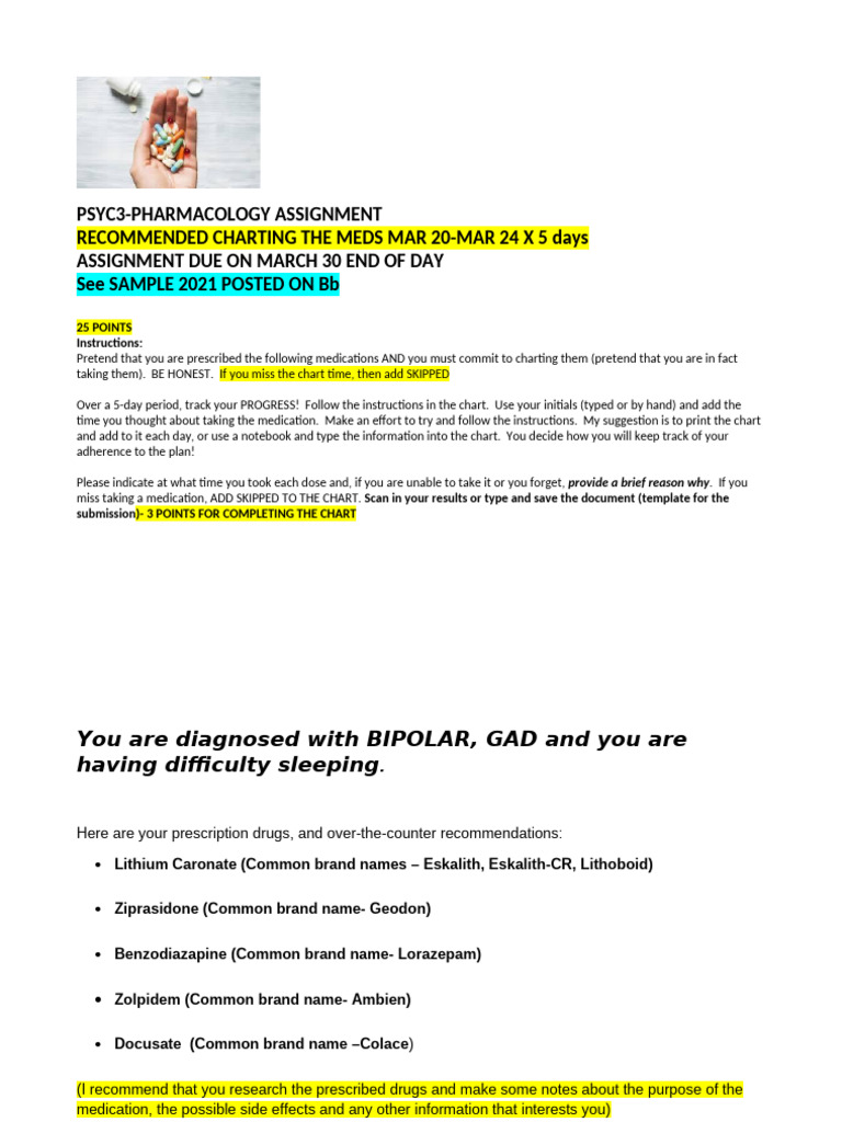 5-Day Medication Chart for Bipolar & GAD | PDF | Antidepressant | Drug ...