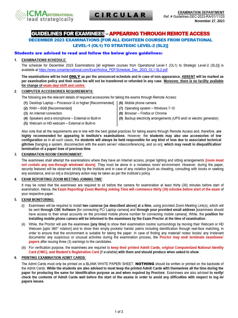 Guidelines Dec 2023 OL1-SL2 Remote | PDF | Multiple Choice | Computing