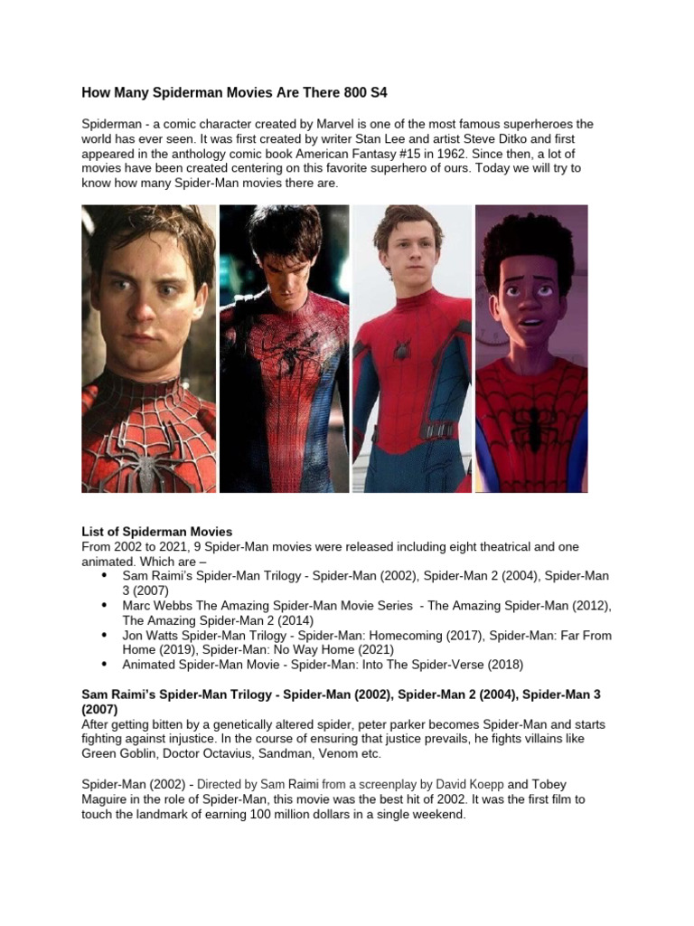How Many Spiderman Movies Are There | PDF | Spider Man | Characters Created
