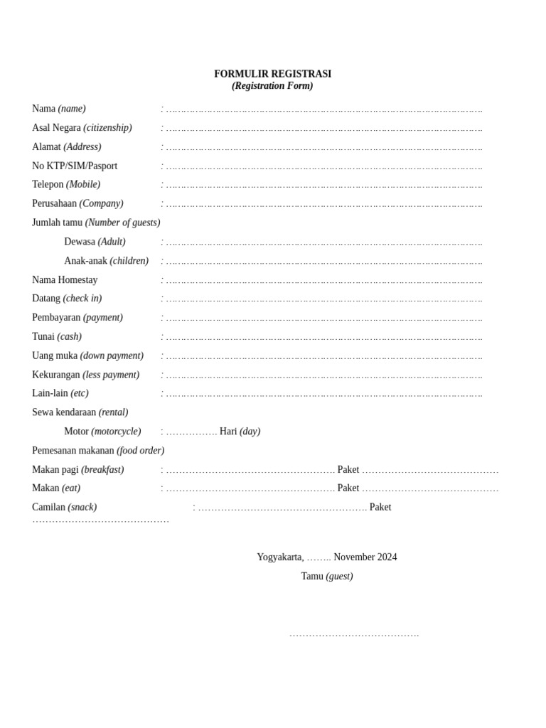 Formulir Registrasi | PDF | Games & Activities