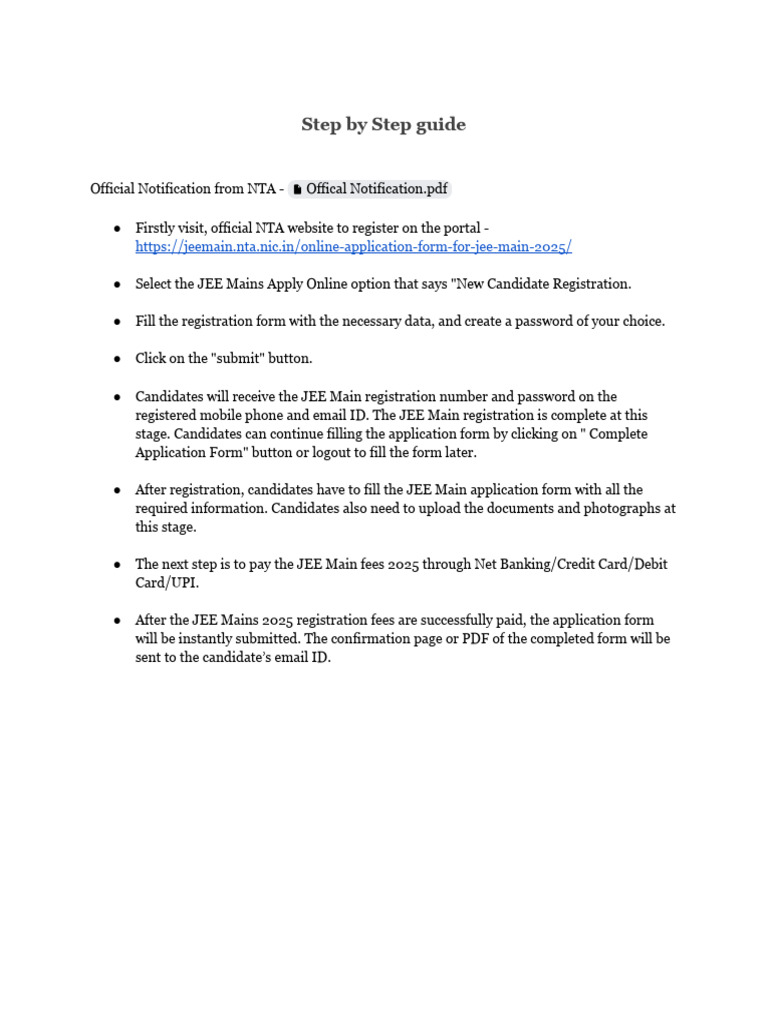 How To Fill JEE Mains Form - Step by Step Guide | PDF