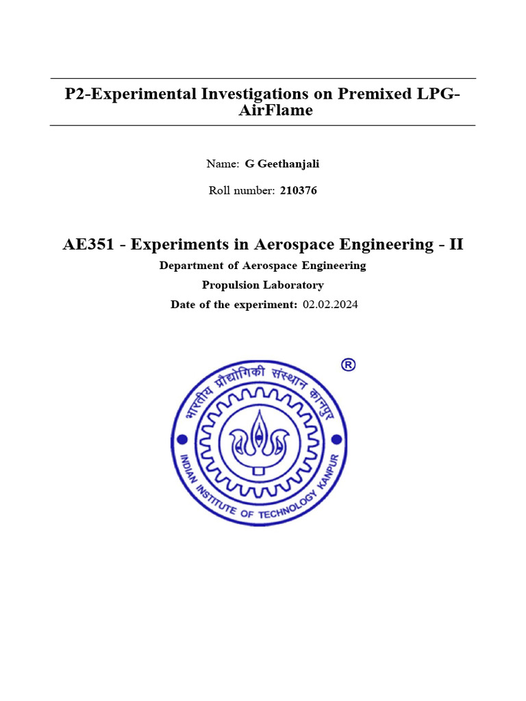 P2 Lab Report 210376 | PDF | Combustion | Thermocouple