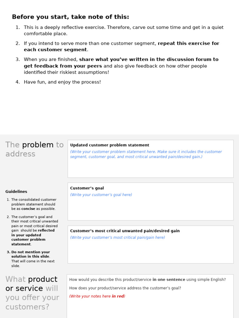 C4 Offering Assumptions Worksheet | PDF | Cognition