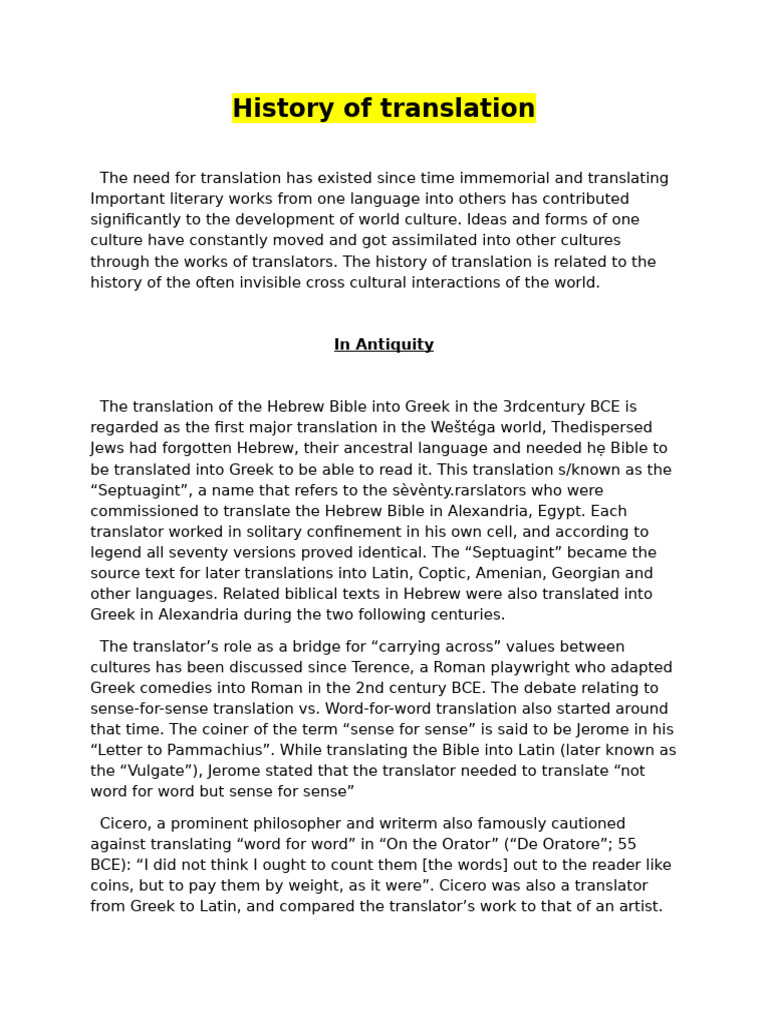 History of Translation | PDF | Translations | Marsilio Ficino