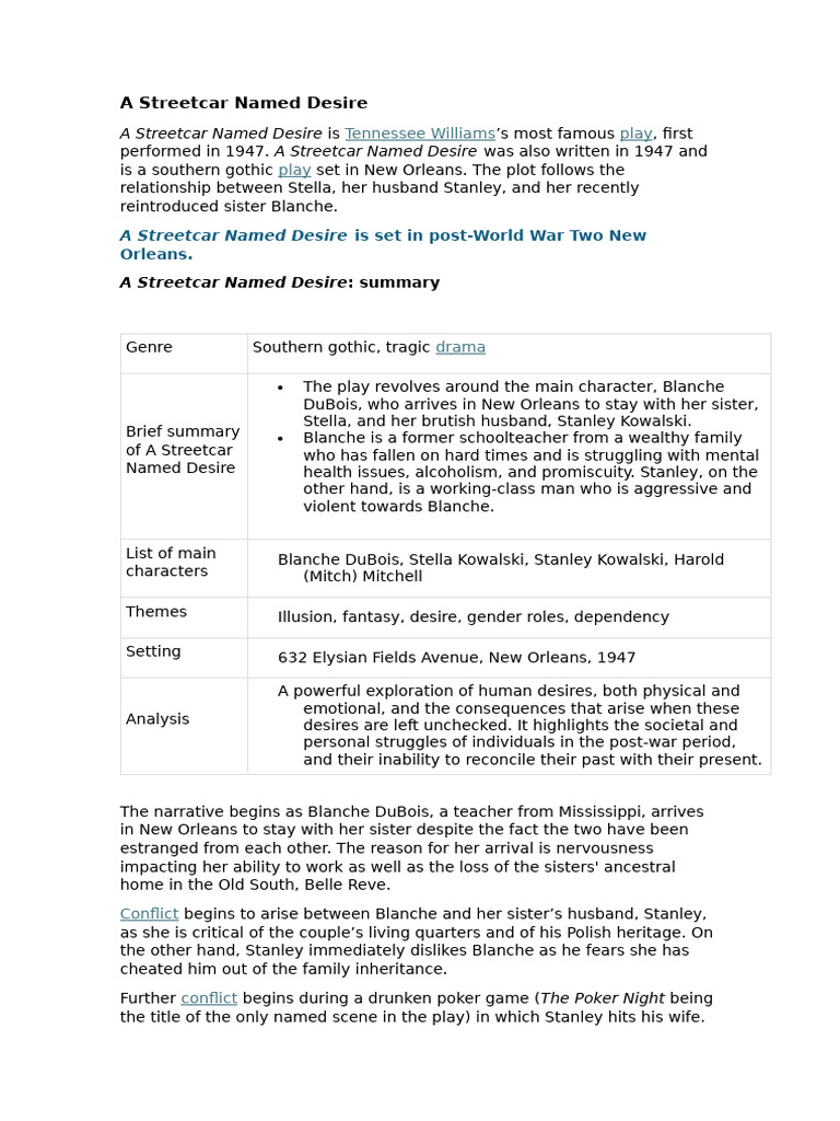 A Streetcar Named Desire | PDF