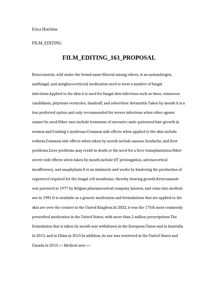 Film Editing 163 Proposal | PDF | Drugs | Clinical Medicine
