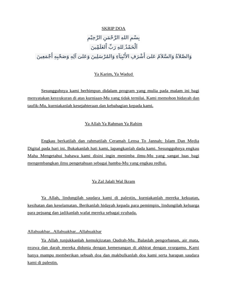 Skrip Doa | PDF