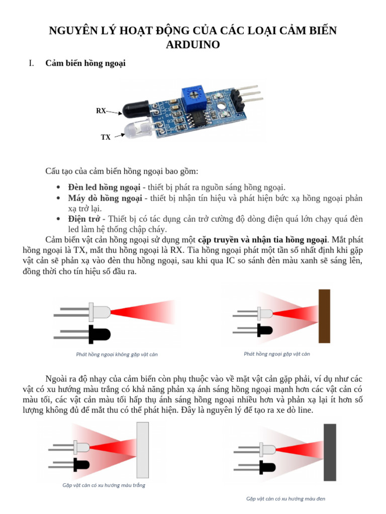 NGUYÊN LÝ HOẠT ĐỘNG CỦA CÁC LOẠI CẢM BIẾN ARDUINO | PDF