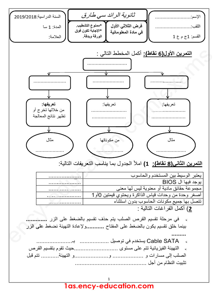Dzexams 1as Informatique 4 | PDF | Teaching Methods & Materials | Computers