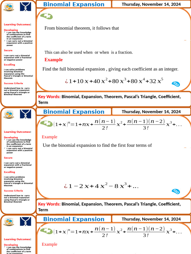 Binomial Expansion (Cont.) | PDF | Algebra | Arithmetic