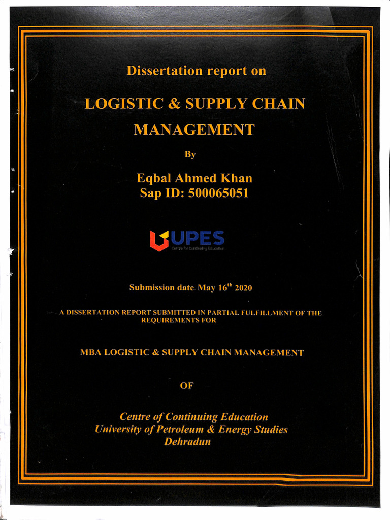 Dissertation Report On: Logistic & Supply Chain | PDF | Technology ...