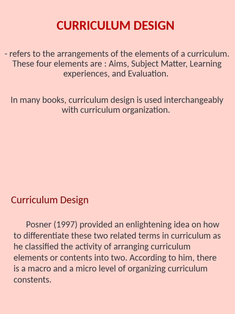 TSC Curriculum Design | PDF | Curriculum | Learning