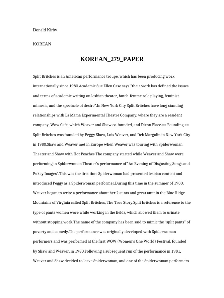 Korean 279 Paper | PDF | Feminism | Gender Studies