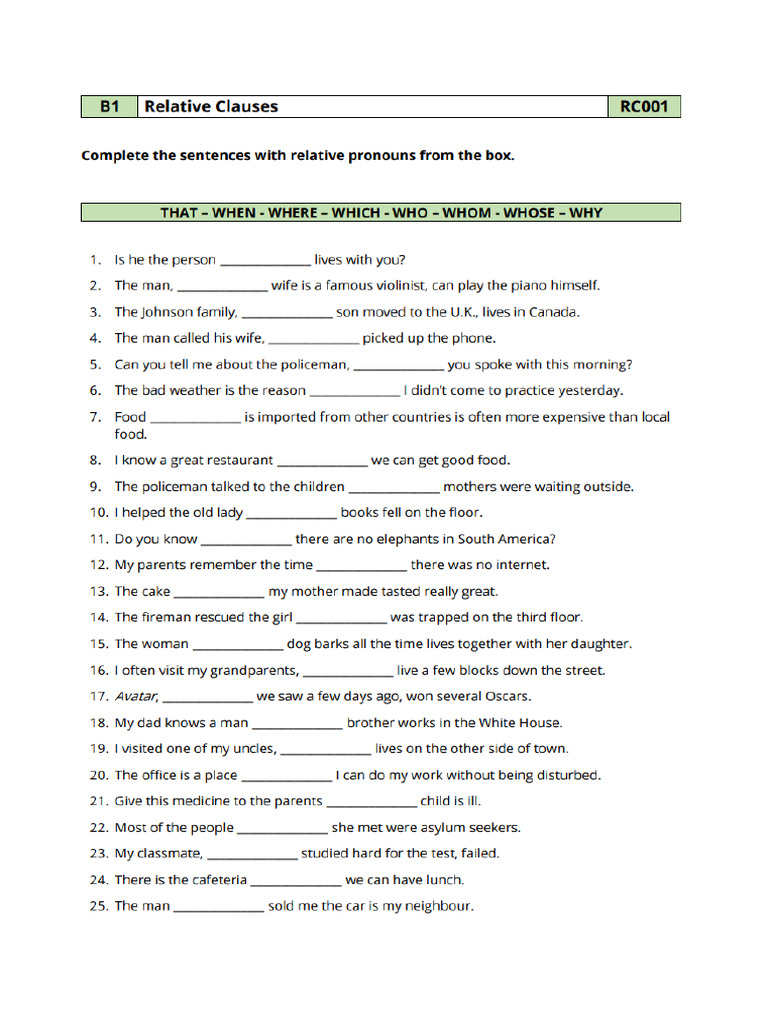 Relative Clauses - Unit 10A | PDF