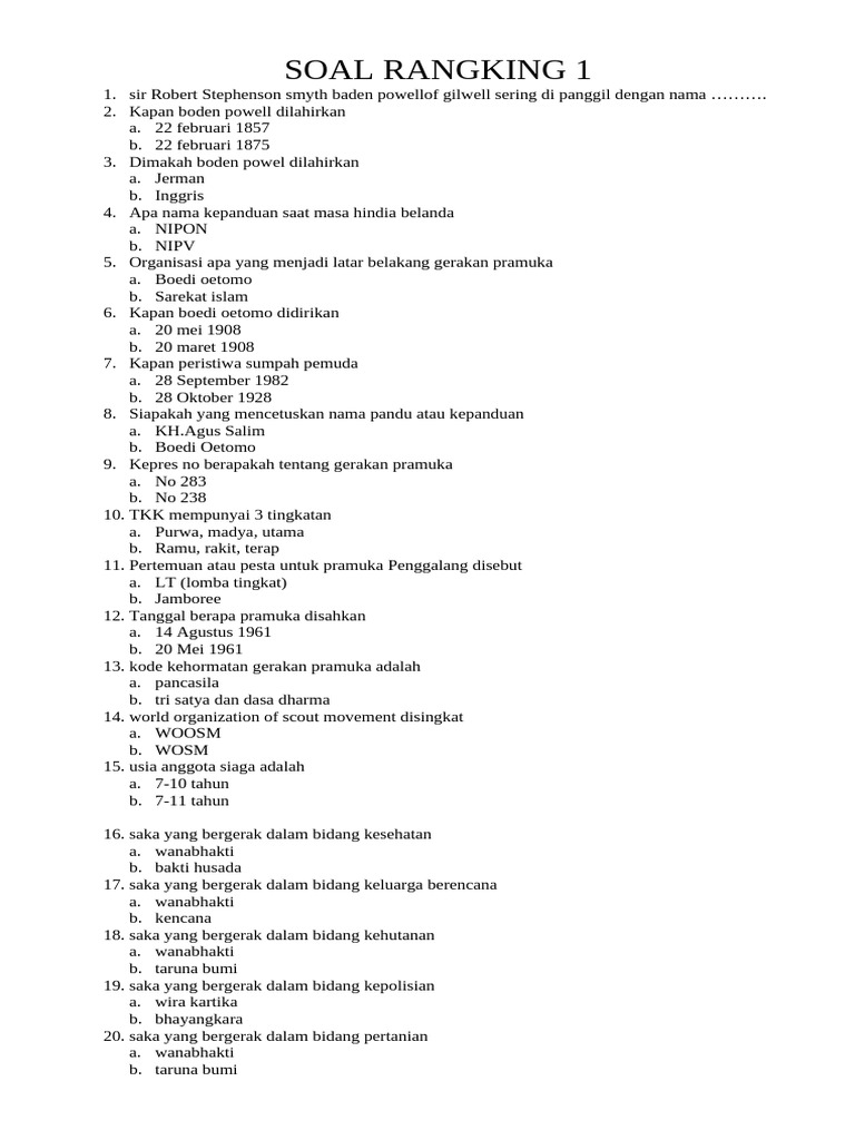Soal Rangking 1 Penggalang | PDF