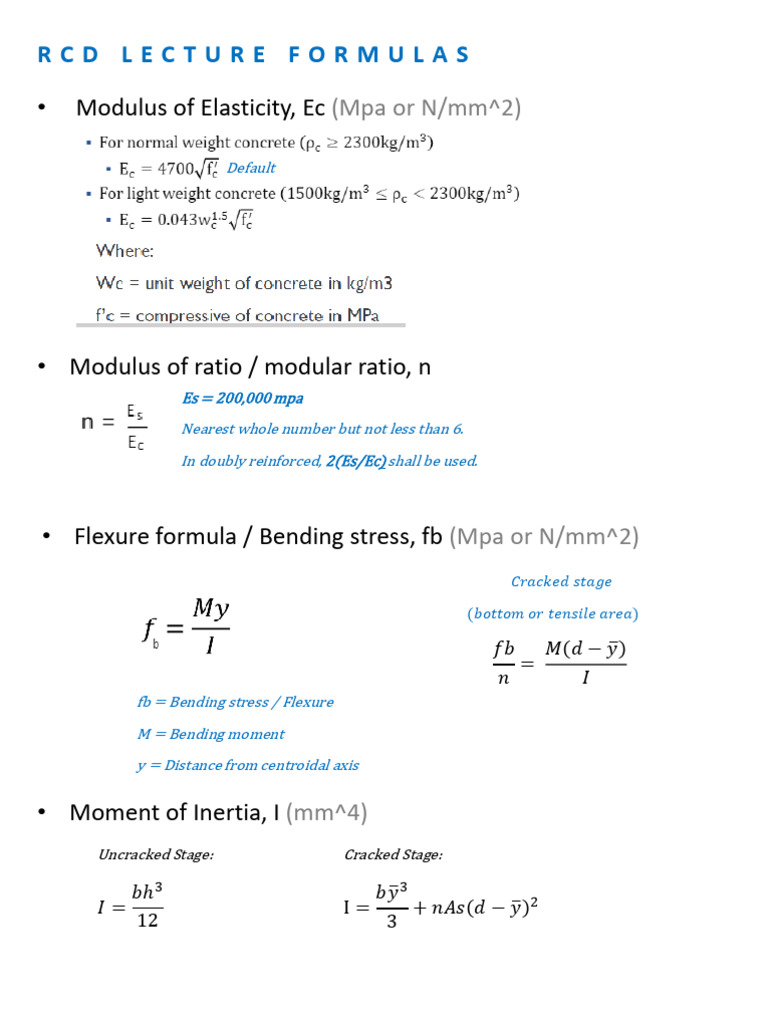 FORMULAS_COMPILATION | PDF | Bending | Beam (Structure)