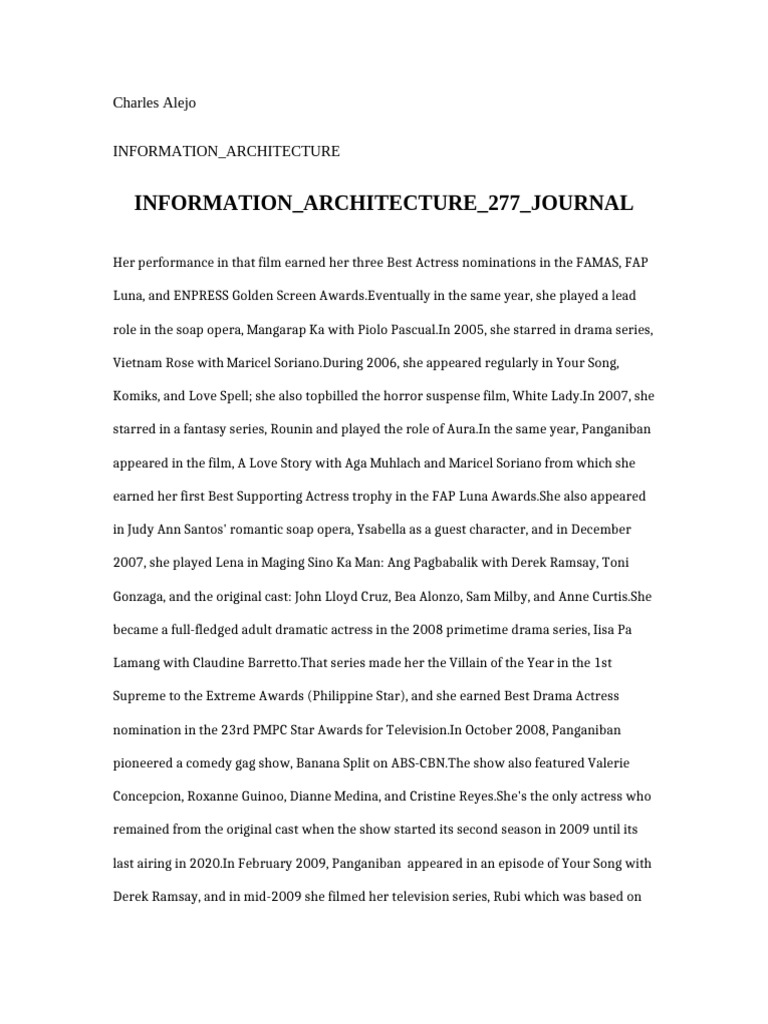 Information Architecture 277 Journal | PDF